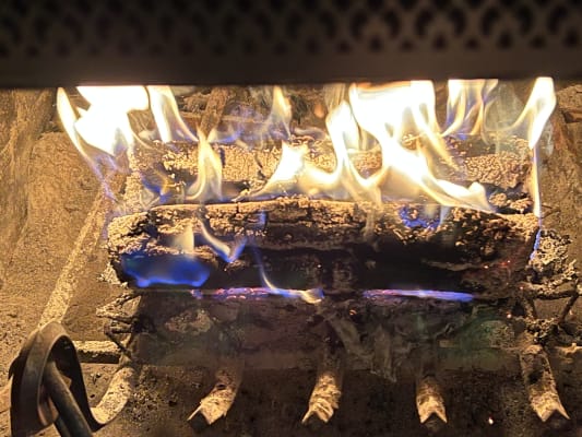 fire inside a log